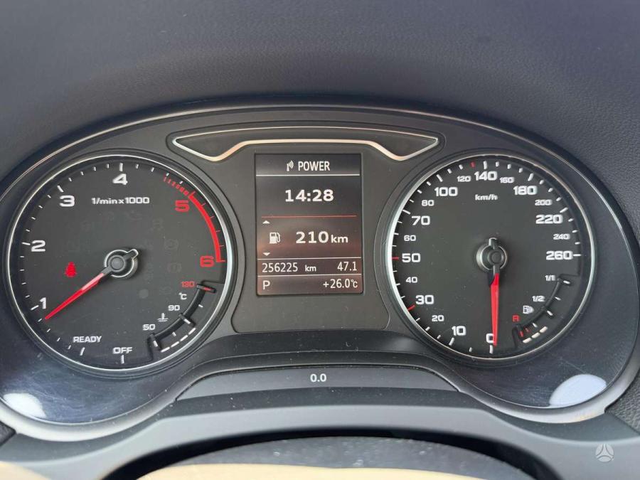 Black Audi A3 2016 in Vilnius, with an engine capacity of 1.97 L and mileage of 256 thousand km for 8400 €, photo 23 on AUTOMOTO.COM.LV