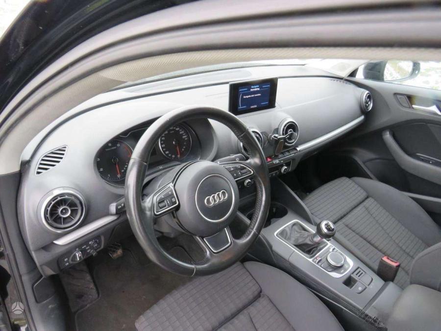 Black Audi A3 2015 in Prienai, with an engine capacity of 1.40 L and mileage of 186 thousand km for 5650 €, photo 15 on AUTOMOTO.COM.LV