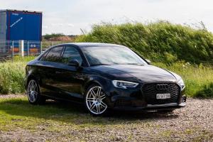 Black Audi A3 2017 in Riga, with an engine capacity of 2.00 L and mileage of 191 thousand km for 13995 €, photo  on AUTOMOTO.COM.LV