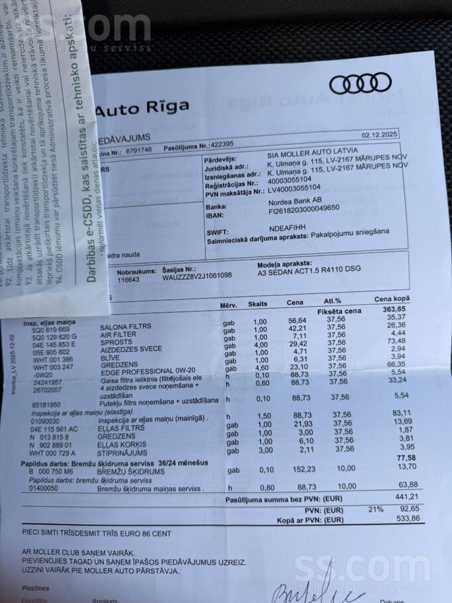 Black Audi A3 2018 in Riga, with an engine capacity of 1.50 L and mileage of 126 thousand km for 12990 €, photo 18 on AUTOMOTO.COM.LV