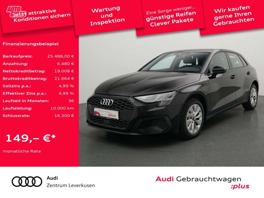 Melns Audi A3 2023 Kauņa, ar dzinēja tilpumu 1.40 L un nobraukumu 70 tūkst. km par 28053 €, foto 1 vietnē AUTOMOTO.COM.LV