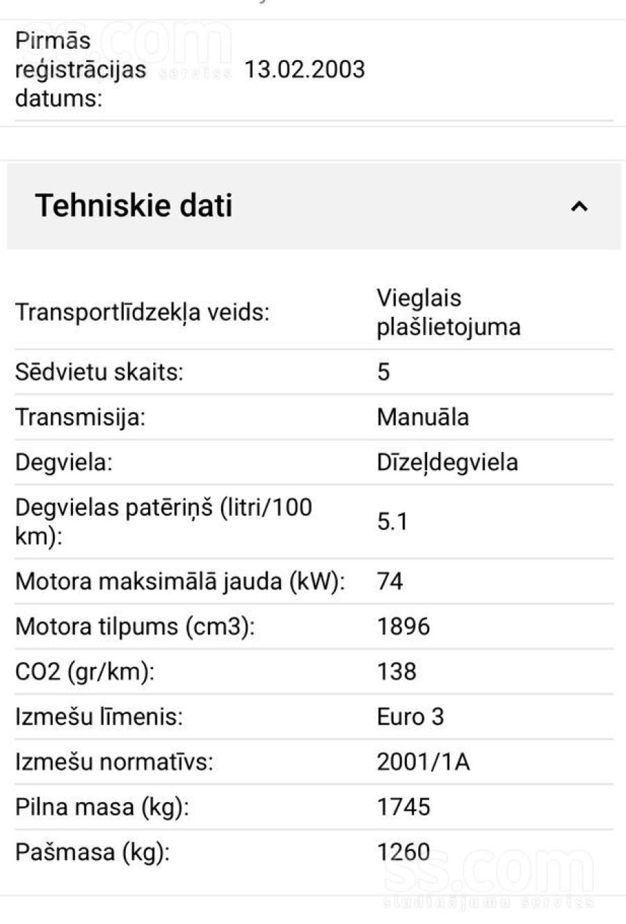 Blue Audi A3 2003 in Riga, with an engine capacity of 1.90 L and mileage of 430 thousand km for 950 €, photo 10 on AUTOMOTO.COM.LV