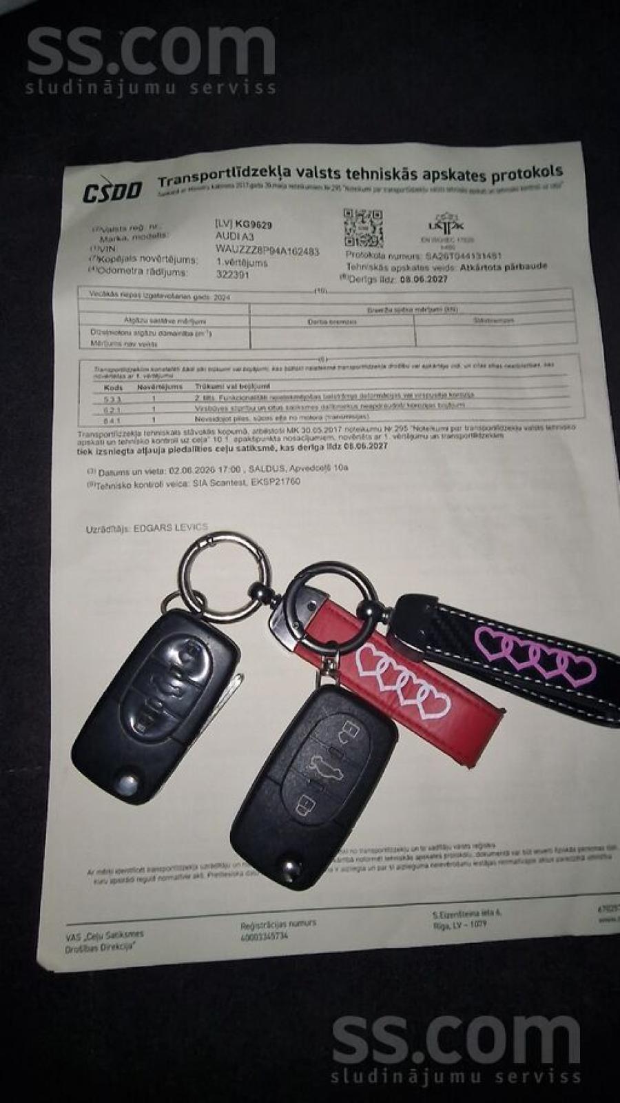 Blue Audi A3 2004 in Saldus, with an engine capacity of 2.00 L and mileage of 323 thousand km for 2400 €, photo 14 on AUTOMOTO.COM.LV