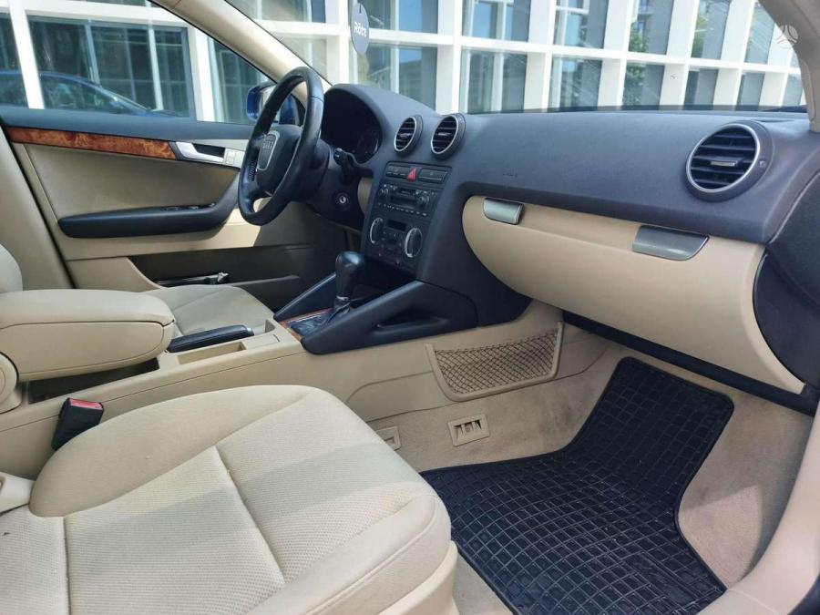Blue Audi A3 2005 in Vilnius, with an engine capacity of 1.60 L and mileage of 200 thousand km for 2300 €, photo 13 on AUTOMOTO.COM.LV