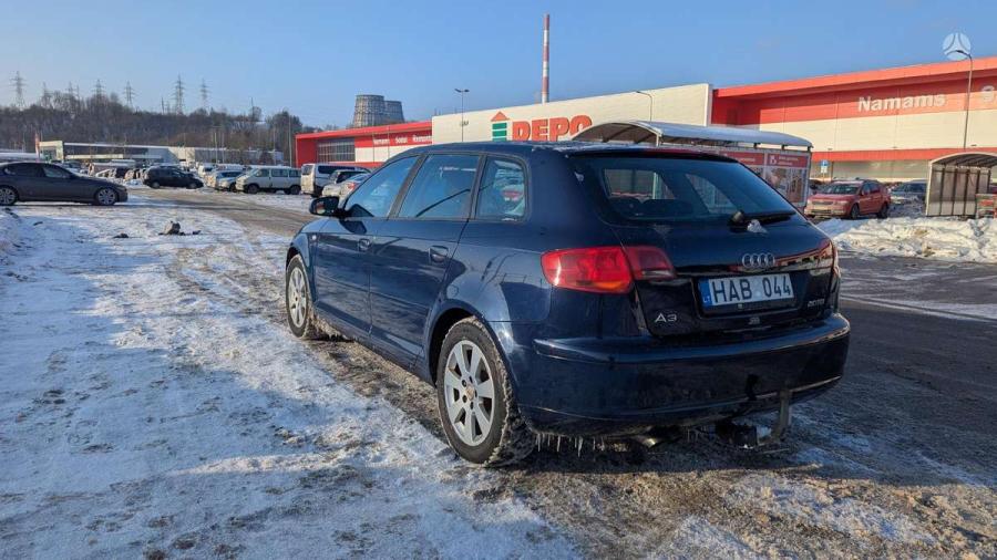 Blue Audi A3 2006 in Vilnius, with an engine capacity of 1.97 L and mileage of 373 thousand km for 2799 €, photo 8 on AUTOMOTO.COM.LV