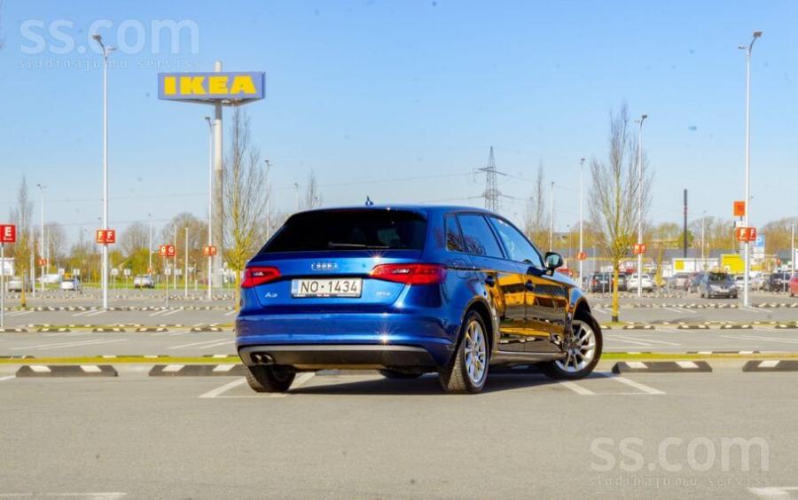 Blue Audi A3 2014 in Riga, with an engine capacity of 1.40 L and mileage of 131 thousand km for 7690 €, photo 6 on AUTOMOTO.COM.LV
