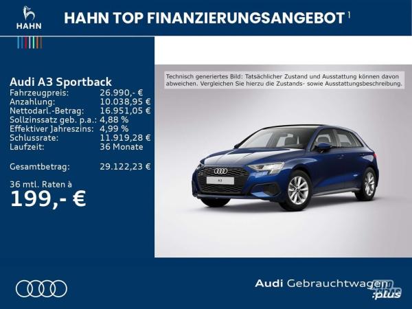 Blue Audi A3 2022 in Kaunas, with an engine capacity of 1.50 L and mileage of 23 thousand km for 30067 €, photo 2 on AUTOMOTO.COM.LV