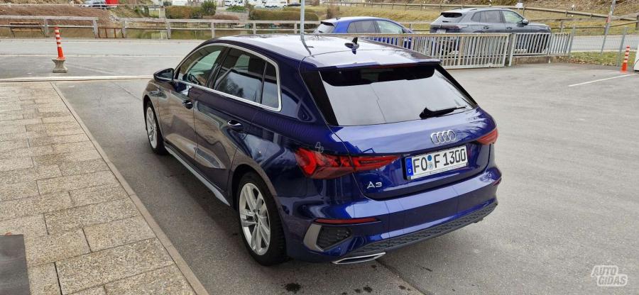 Blue Audi A3 2023 in Kaunas, with an engine capacity of 1.50 L and mileage of 25 thousand km for 33197 €, photo 4 on AUTOMOTO.COM.LV