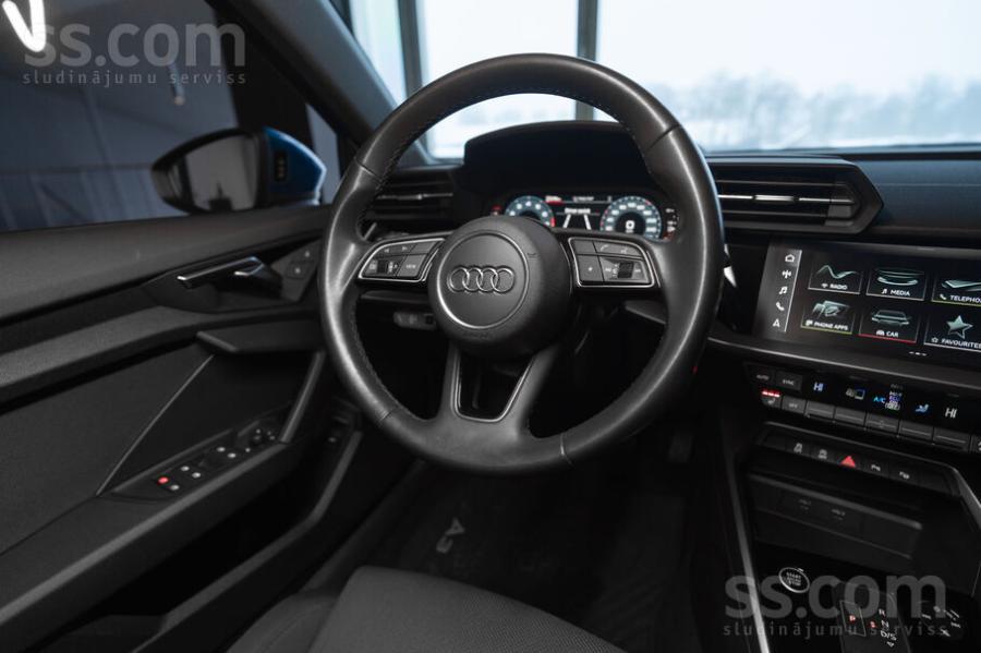 Blue Audi A3 2023 in Riga, with an engine capacity of 1.00 L and mileage of 58 thousand km for 15999 €, photo 19 on AUTOMOTO.COM.LV