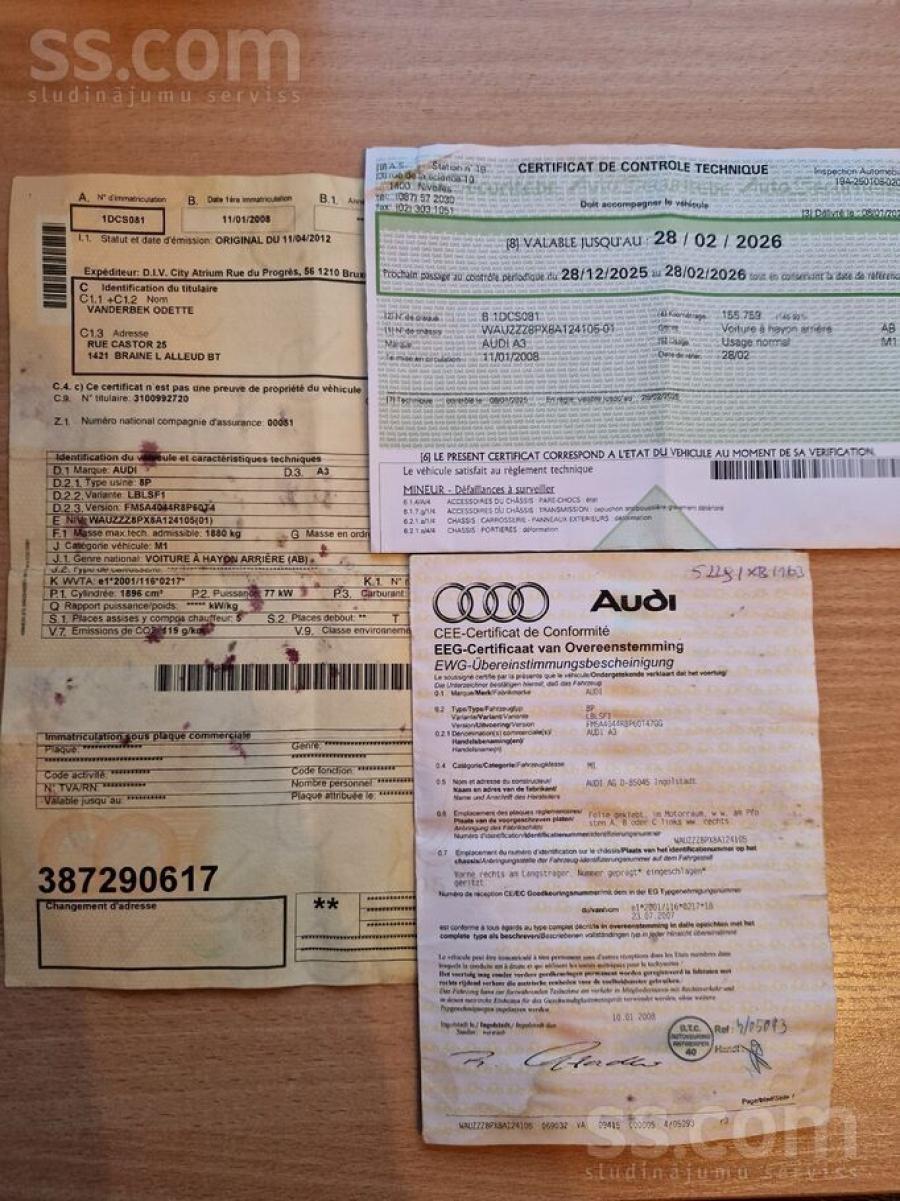 Brown Audi A3 2007 in Bauska, with an engine capacity of 1.90 L and mileage of 161 thousand km for 3790 €, photo 33 on AUTOMOTO.COM.LV
