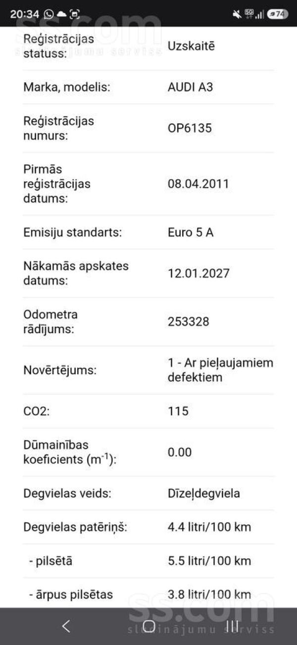 Коричневый Ауди А3 2011 в Рига, объемом двигателя 2.00 л и пробегом 261 тыс. км за 5650 €, фото 8 на AUTOMOTO.COM.LV