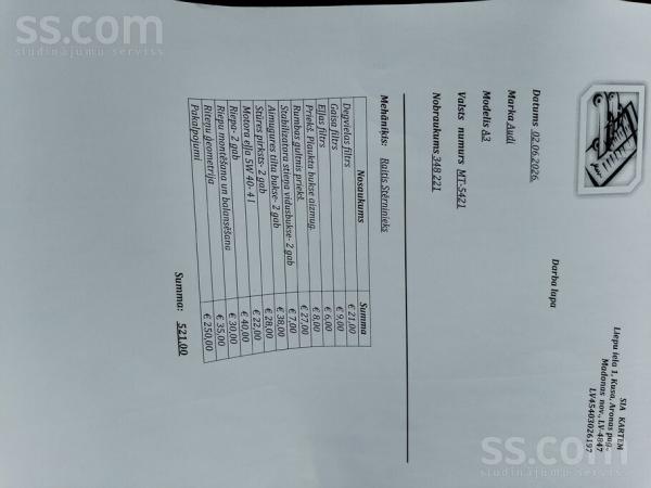 Audi A3 2001 in Madona, with an engine capacity of 1.90 L and mileage of 348 thousand km for 2000 €, photo 4 on AUTOMOTO.COM.LV