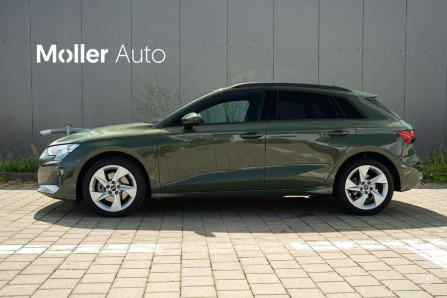 Green Audi A3 2025 in Vilnius, with an engine capacity of 1.50 L and mileage of 15 thousand km for 36000 €, photo 3 on AUTOMOTO.COM.LV