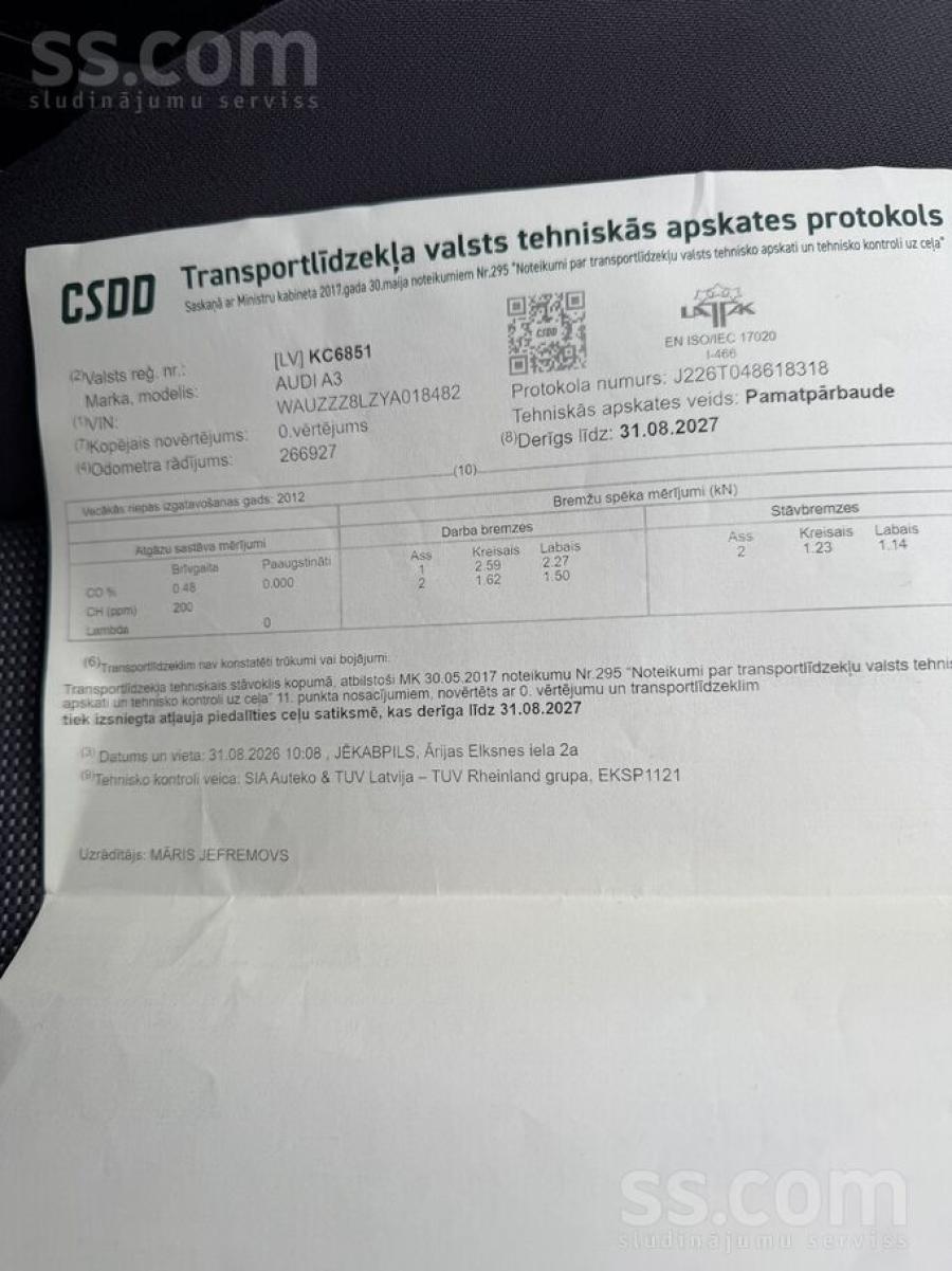 Zaļš Audi A3 1999 Rīga, ar dzinēja tilpumu 1.60 L un nobraukumu 267 tūkst. km par 1500 €, foto 16 vietnē AUTOMOTO.COM.LV