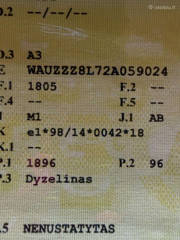 Pelēks Audi A3 2002 Šauļi, ar dzinēja tilpumu 1.90 L un nobraukumu 246 tūkst. km par 850 €, foto 7 vietnē AUTOMOTO.COM.LV