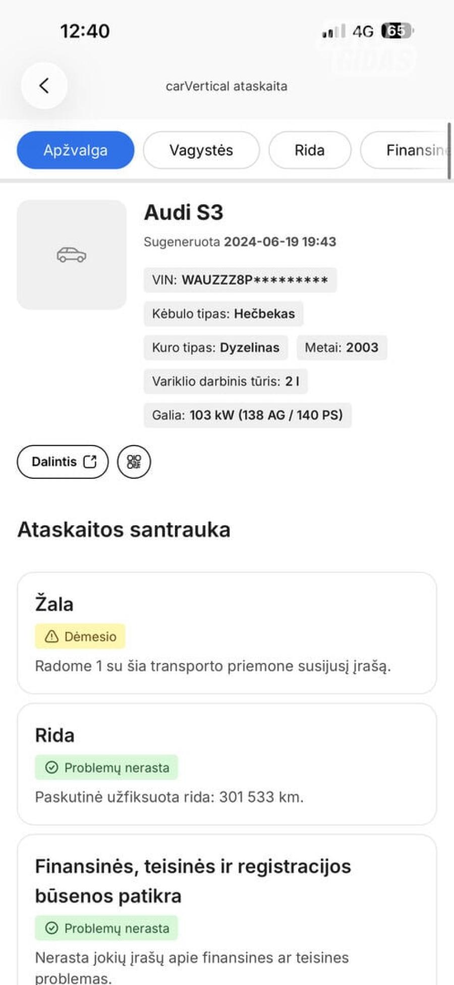 Серый Ауди А3 2004 в Алитус, объемом двигателя 2.00 л и пробегом 350 тыс. км за 1650 €, фото 14 на AUTOMOTO.COM.LV