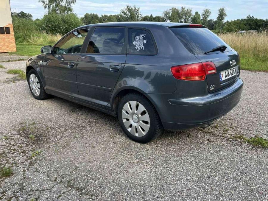 Grey Audi A3 2007 in Kazlu Ruda, with an engine capacity of 1.90 L and mileage of 357 thousand km for 2500 €, photo 6 on AUTOMOTO.COM.LV