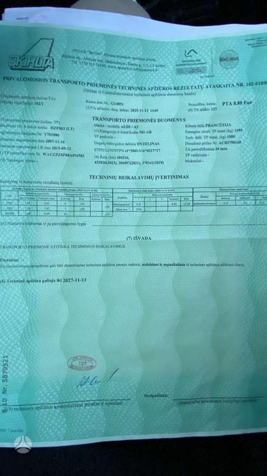 Pelēks Audi A3 2007 Marijampole, ar dzinēja tilpumu 1.90 L un nobraukumu 491 tūkst. km par 1400 €, foto 14 vietnē AUTOMOTO.COM.LV