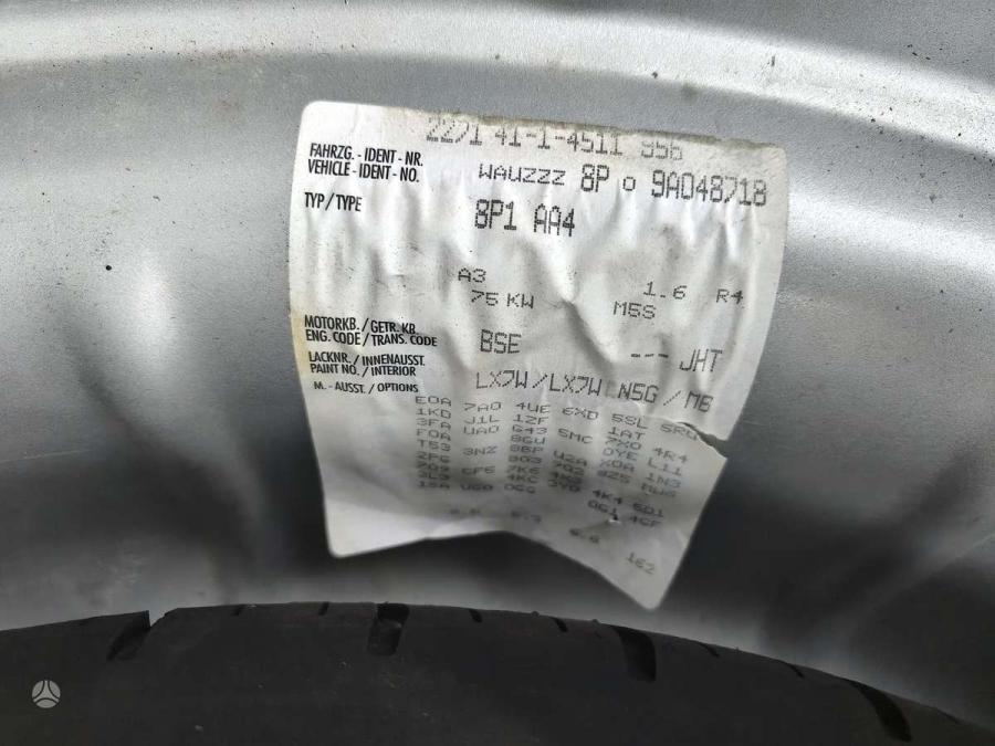 Серый Ауди А3 2008 в Вильнюс, объемом двигателя 1.60 л и пробегом 271 тыс. км за 1650 €, фото 28 на AUTOMOTO.COM.LV