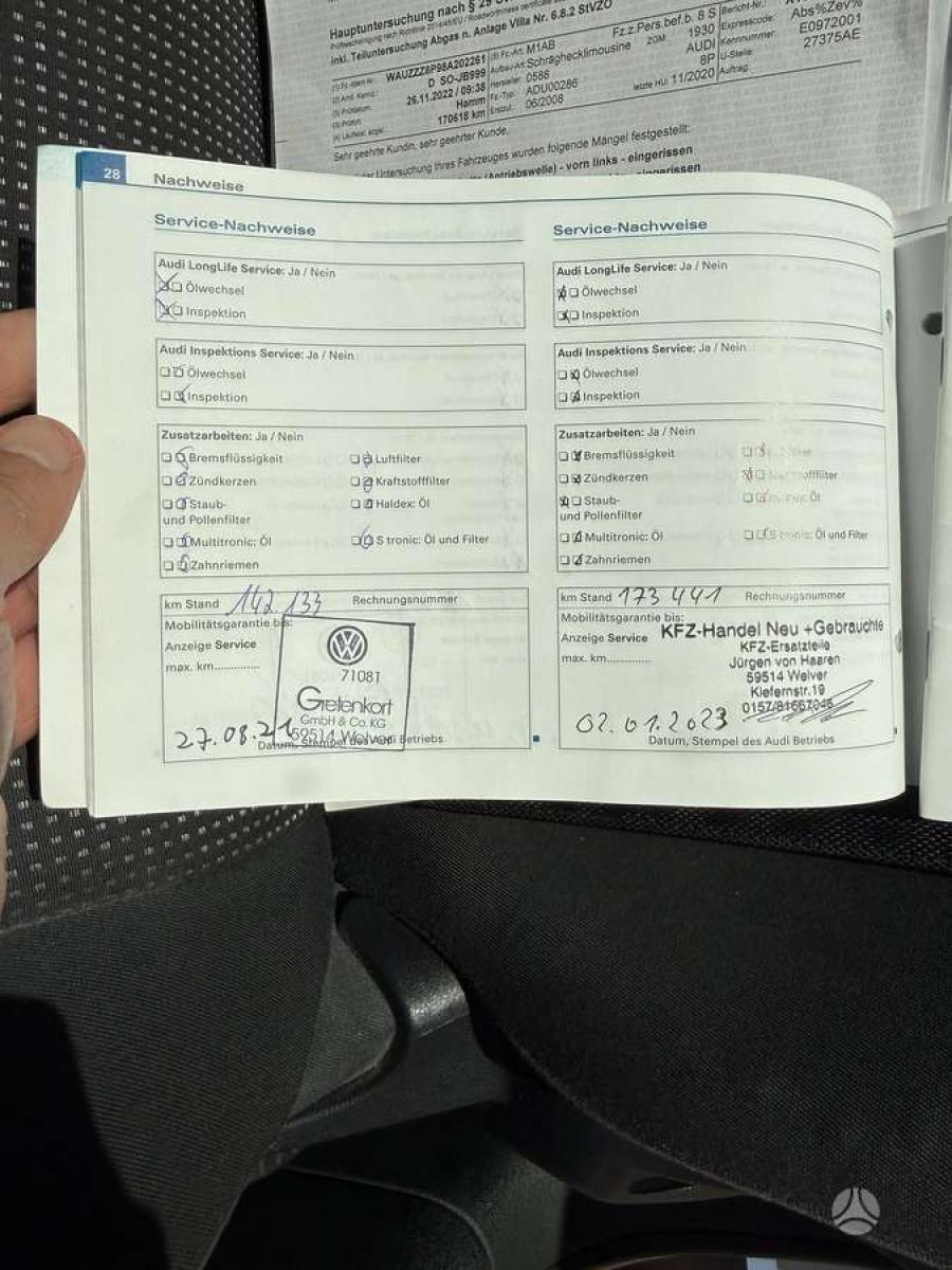 Серый Ауди А3 2008 в Юрбаркас, объемом двигателя 1.97 л и пробегом 230 тыс. км за 2850 €, фото 19 на AUTOMOTO.COM.LV