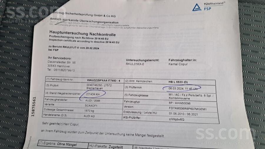 Pelēks Audi A3 2010 Ogre, ar dzinēja tilpumu 1.40 L un nobraukumu 233 tūkst. km par 5490 €, foto 31 vietnē AUTOMOTO.COM.LV