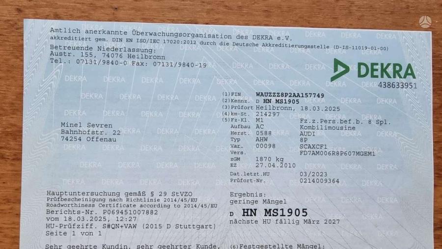 Серый Ауди А3 2010 в Вильнюс, объемом двигателя 1.40 л и пробегом 217 тыс. км за 5300 €, фото 31 на AUTOMOTO.COM.LV