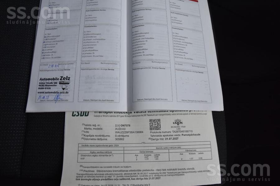 Grey Audi A3 2011 in Riga, with an engine capacity of 1.60 L and mileage of 306 thousand km for 5990 €, photo 29 on AUTOMOTO.COM.LV