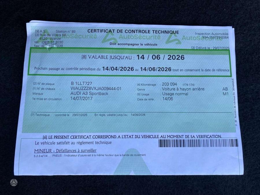 Серый Ауди А3 2017 в Расейняй, объемом двигателя 1.60 л и пробегом 221 тыс. км за 8900 €, фото 15 на AUTOMOTO.COM.LV