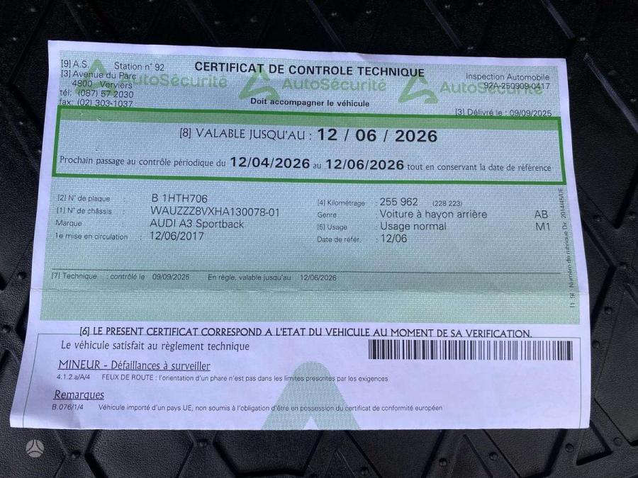 Серый Ауди А3 2017 в Расейняй, объемом двигателя 1.60 л и пробегом 276 тыс. км за 8900 €, фото 15 на AUTOMOTO.COM.LV