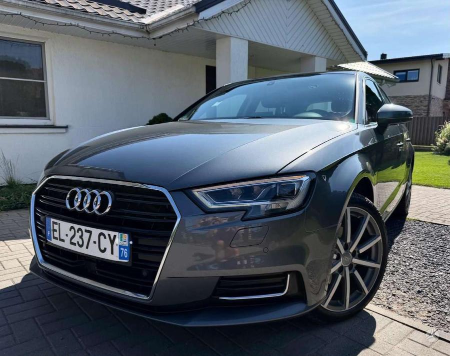 Grey Audi A3 2018 in Kaunas, with an engine capacity of 1.97 L and mileage of 255 thousand km for 13450 €, photo 1 on AUTOMOTO.COM.LV