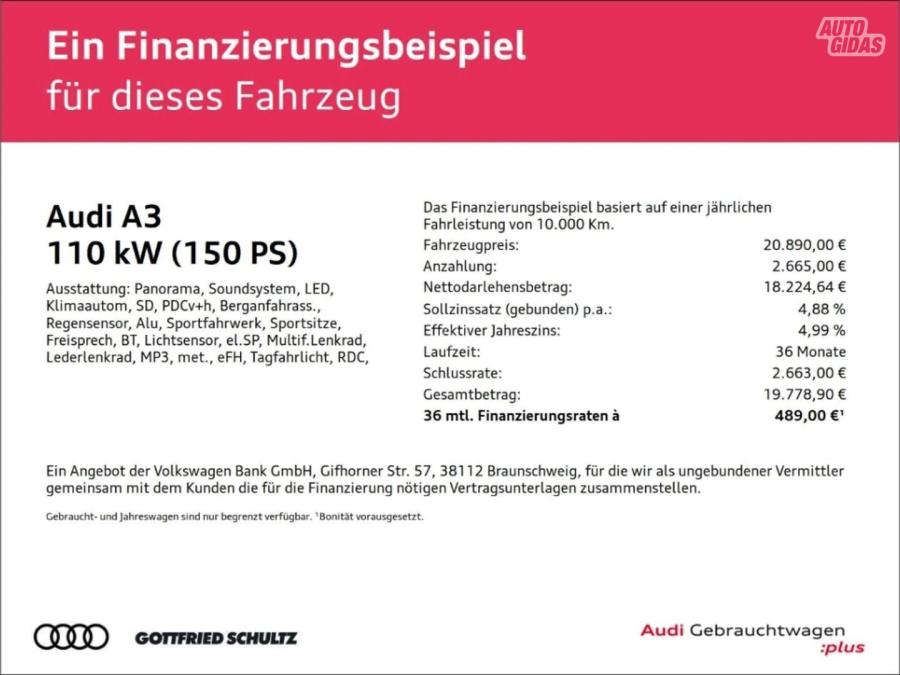 Pelēks Audi A3 2019 Kauņa, ar dzinēja tilpumu 1.50 L un nobraukumu 37 tūkst. km par 23317 €, foto 2 vietnē AUTOMOTO.COM.LV