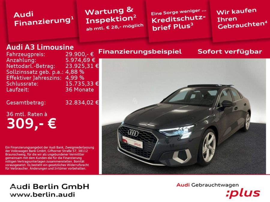 Pelēks Audi A3 2021 Kauņa, ar dzinēja tilpumu 1.50 L un nobraukumu 49 tūkst. km par 33114 €, foto 1 vietnē AUTOMOTO.COM.LV