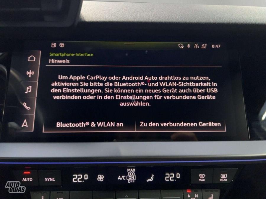 Серый Ауди А3 2022 в Каунас, объемом двигателя 1.50 л и пробегом 32 тыс. км за 31072 €, фото 12 на AUTOMOTO.COM.LV
