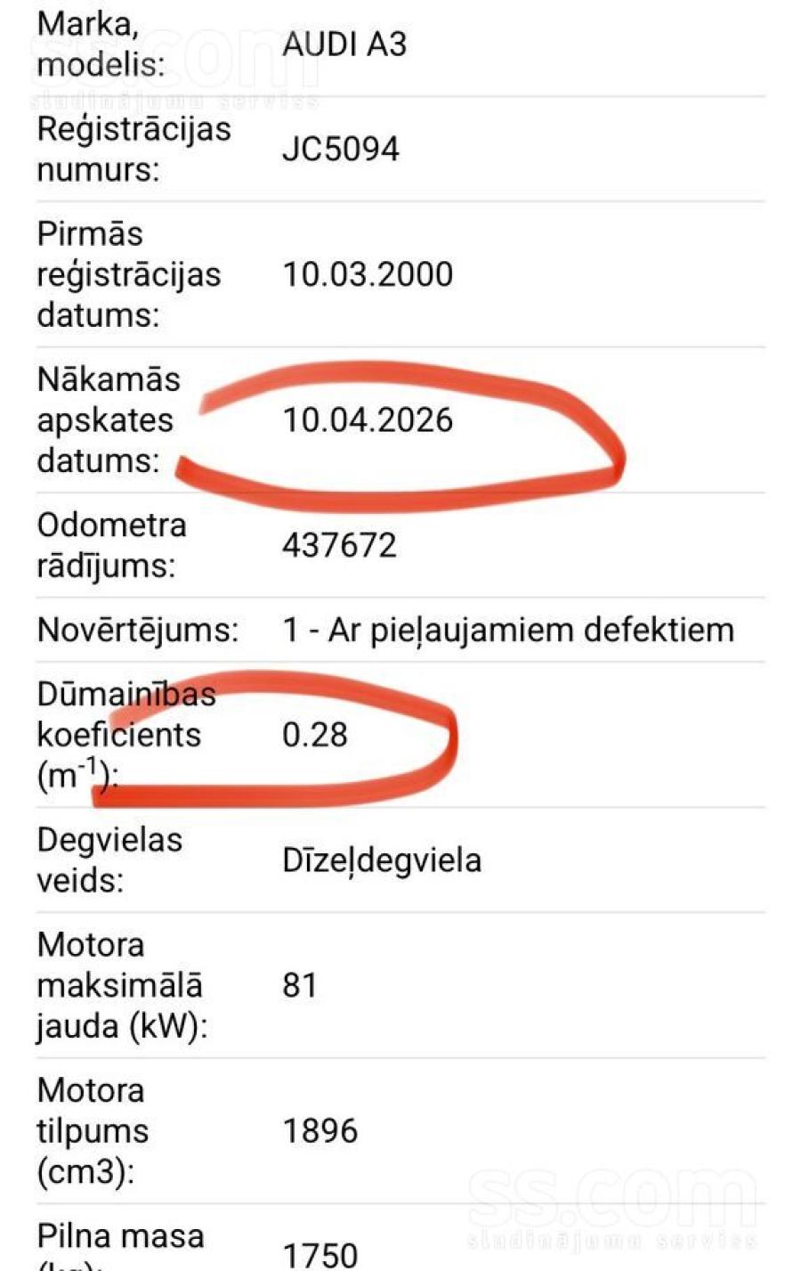 Ауди А3 2000 в Елгава, объемом двигателя 1.90 л и пробегом 438 тыс. км за 26500 €, фото 12 на AUTOMOTO.COM.LV