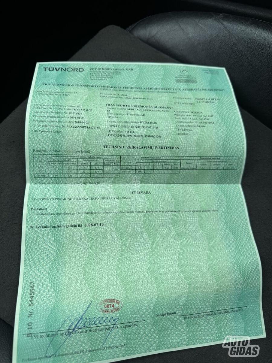 Ауди А3 2004 в Вильнюс, объемом двигателя 2.00 л и пробегом 465 тыс. км за 950 €, фото 8 на AUTOMOTO.COM.LV