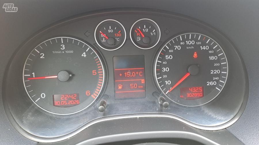 Audi A3 2007 in Vilnius, with an engine capacity of 1.90 L and mileage of 302 thousand km for 2450 €, photo 13 on AUTOMOTO.COM.LV
