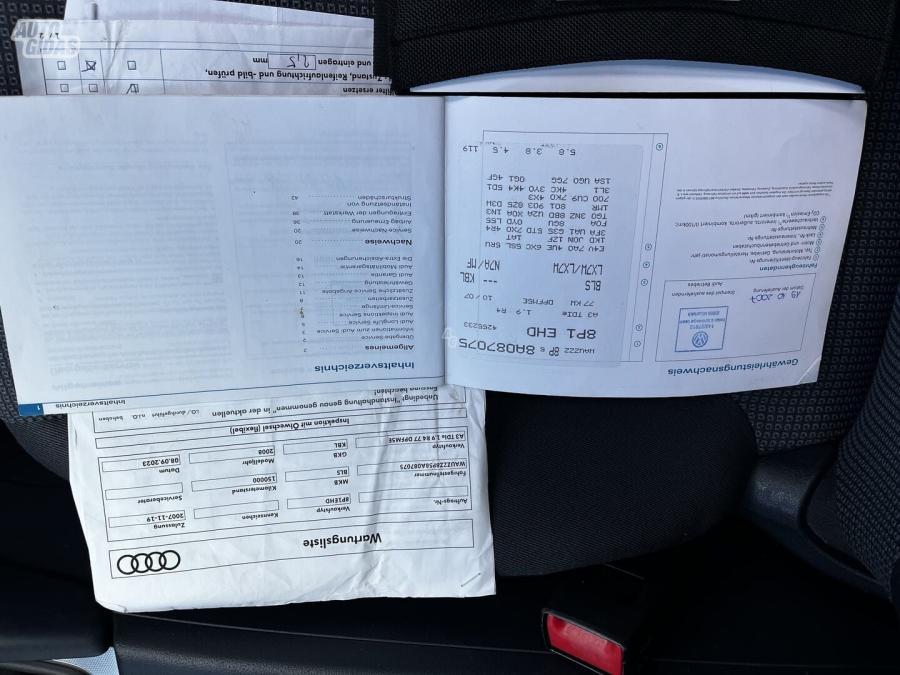 Ауди А3 2007 в Вильнюс, объемом двигателя 1.90 л и пробегом 173 тыс. км за 3200 €, фото 18 на AUTOMOTO.COM.LV