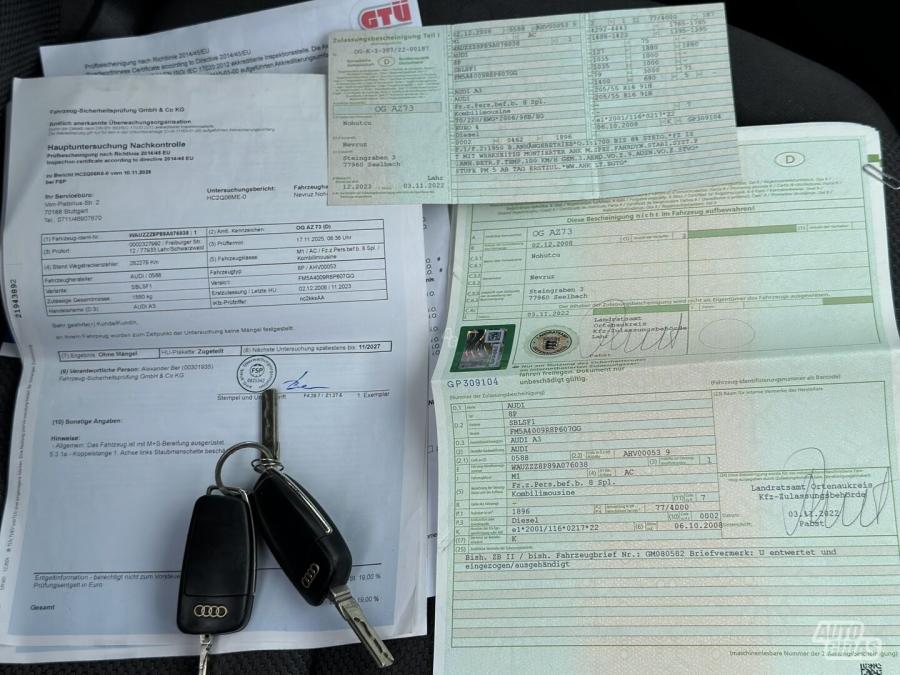 Audi A3 2008 Vilkaviškis, ar dzinēja tilpumu 1.90 L un nobraukumu 307 tūkst. km par 1900 €, foto 13 vietnē AUTOMOTO.COM.LV