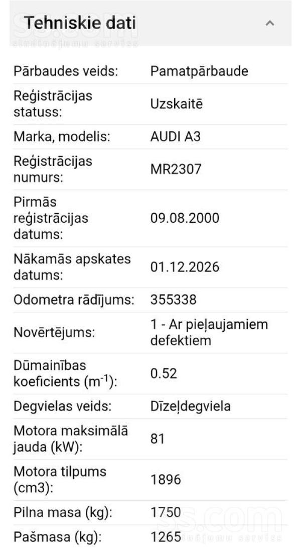 Красный Ауди А3 2000 в Рига, объемом двигателя 1.90 л и пробегом 365 тыс. км за 1200 €, фото 9 на AUTOMOTO.COM.LV