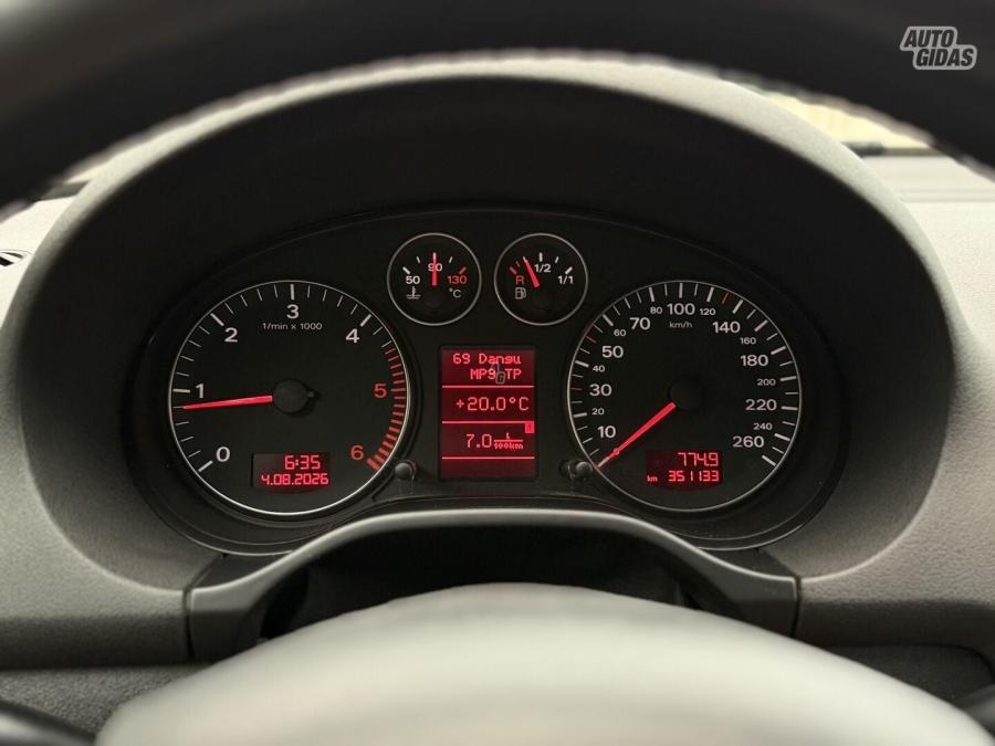 Red Audi A3 2006 in Vilnius, with an engine capacity of 2.00 L and mileage of 351 thousand km for 2540 €, photo 22 on AUTOMOTO.COM.LV