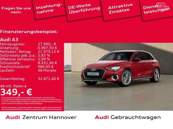 Sarkans Audi A3 2022 Kauņa, ar dzinēja tilpumu 1.40 L un nobraukumu 27 tūkst. km par 31114 €, foto 1 vietnē AUTOMOTO.COM.LV