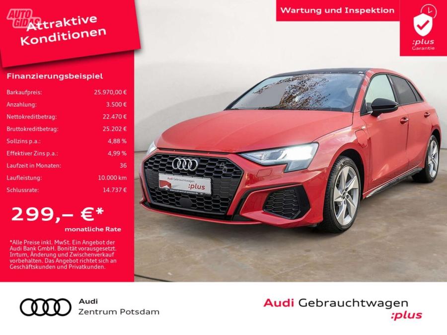 Sarkans Audi A3 2022 Kauņa, ar dzinēja tilpumu 1.40 L un nobraukumu 80 tūkst. km par 28549 €, foto 1 vietnē AUTOMOTO.COM.LV