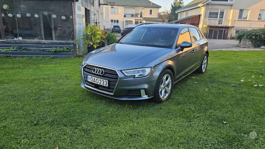Grey Audi a3-sportback 2018 in Vilnius, with an engine capacity of 1.97 L and mileage of 155 thousand km for 11750 €, photo 4 on AUTOMOTO.COM.LV