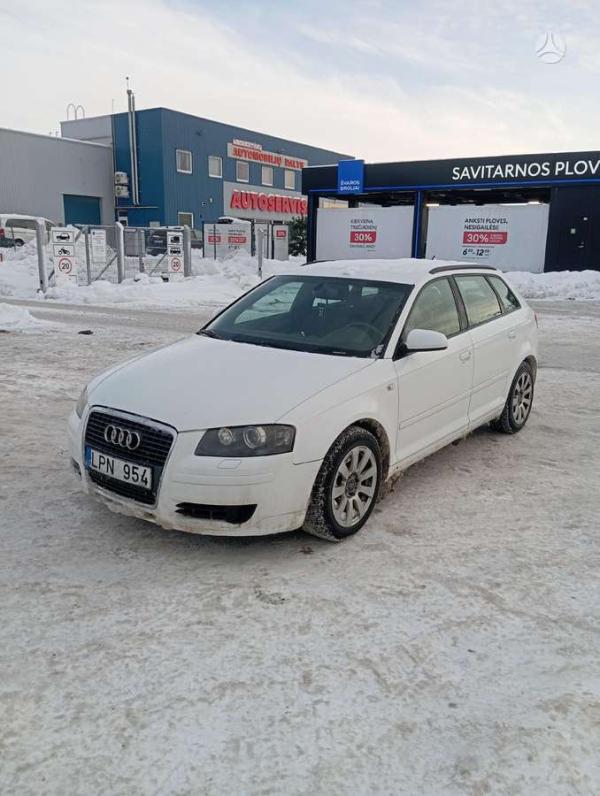 White Audi A3 2008 in Klaipeda, with an engine capacity of 1.97 L and mileage of 282 thousand km for 2100 €, photo 1 on AUTOMOTO.COM.LV