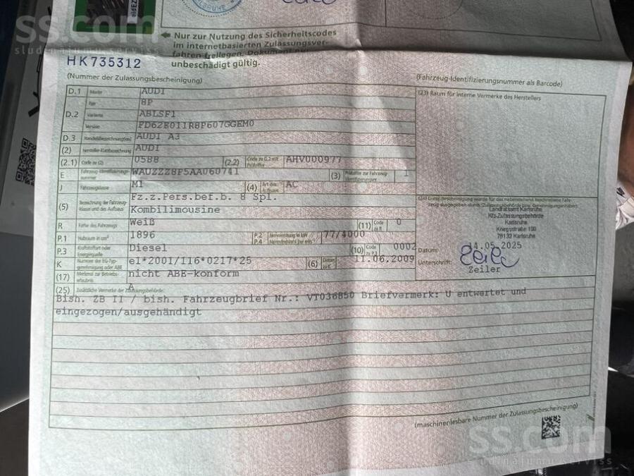 Белый Ауди А3 2009 в Лудза, объемом двигателя 1.90 л и пробегом 227 тыс. км за 5850 €, фото 47 на AUTOMOTO.COM.LV