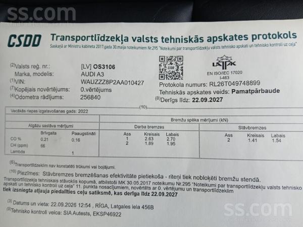 Белый Ауди А3 2009 в Рига, объемом двигателя 2.00 л и пробегом 0 тыс. км за 5950 €, фото 10 на AUTOMOTO.COM.LV