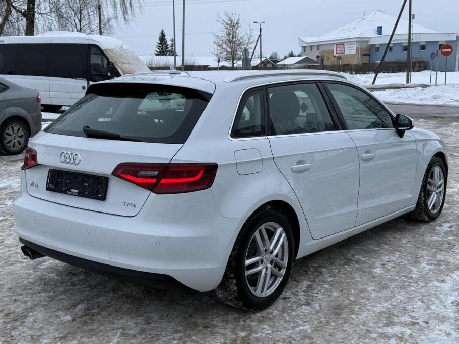 White Audi A3 2014 in Rokiskis, with an engine capacity of 1.39 L and mileage of 194 thousand km for 6900 €, photo 3 on AUTOMOTO.COM.LV