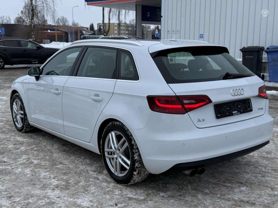 White Audi A3 2014 in Rokiskis, with an engine capacity of 1.39 L and mileage of 194 thousand km for 6900 €, photo 4 on AUTOMOTO.COM.LV