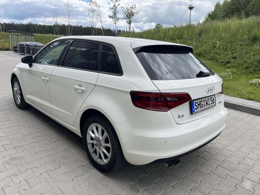 White Audi A3 2014 in Vilnius, with an engine capacity of 1.39 L and mileage of 181 thousand km for 8450 €, photo 7 on AUTOMOTO.COM.LV