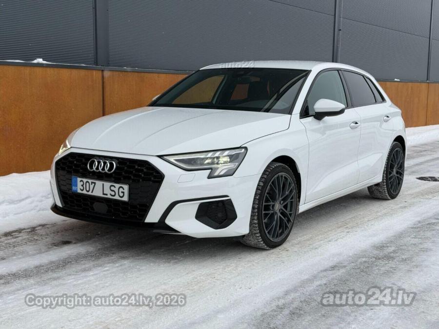 White Audi A3 2021 in Tallinn, with an engine capacity of 1.50 L and mileage of 77 thousand km for 20900 €, photo 1 on AUTOMOTO.COM.LV